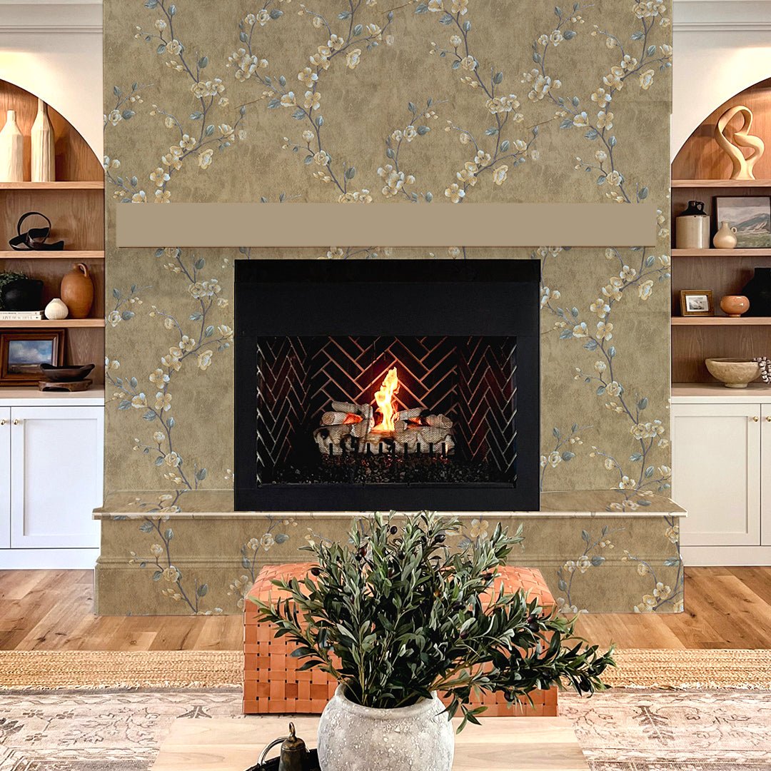 Doodad Floral Embossed Self-Adhesive Brown DIY Wallpaper