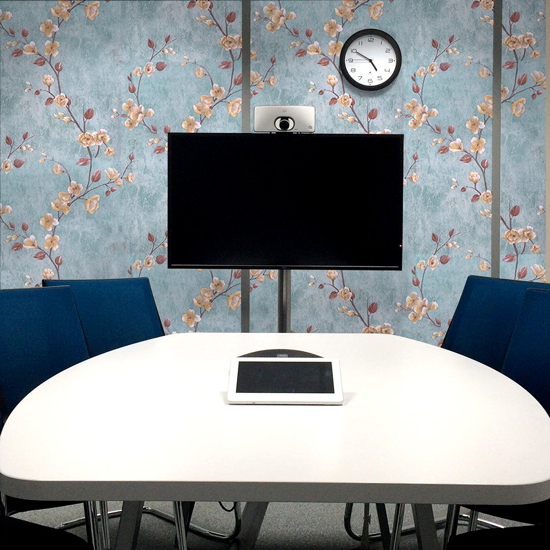 Doodad Floral Embossed Self-Adhesive Blue DIY Wallpaper